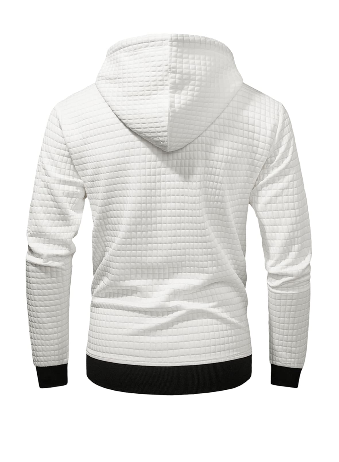 JMIERR Mens Hooded Sweatshirt Long Sleeve Drawstring Waffle Knit Hooded Fall Hoodie with Kanga Pocket, US 43(L), White