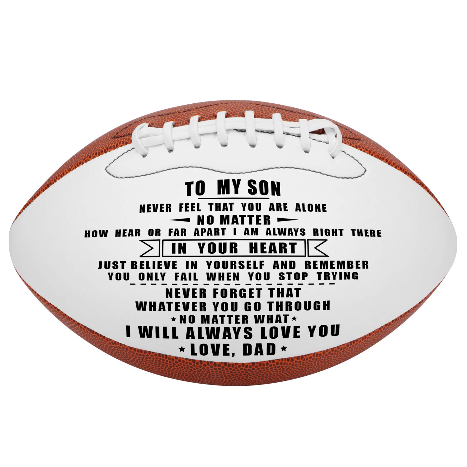 KWOOD Custom Personalized Football,Engraved Leather Indoor/Outdoor Football with Pump & Carrying Bag,Best Gift for Son Anniversary Birthday Graduation from Dad