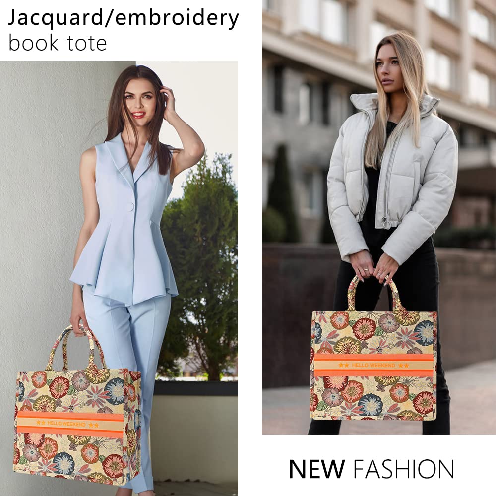 Large Tote Bag for Women, Embroidery Handbags for Women Weekender Handbags