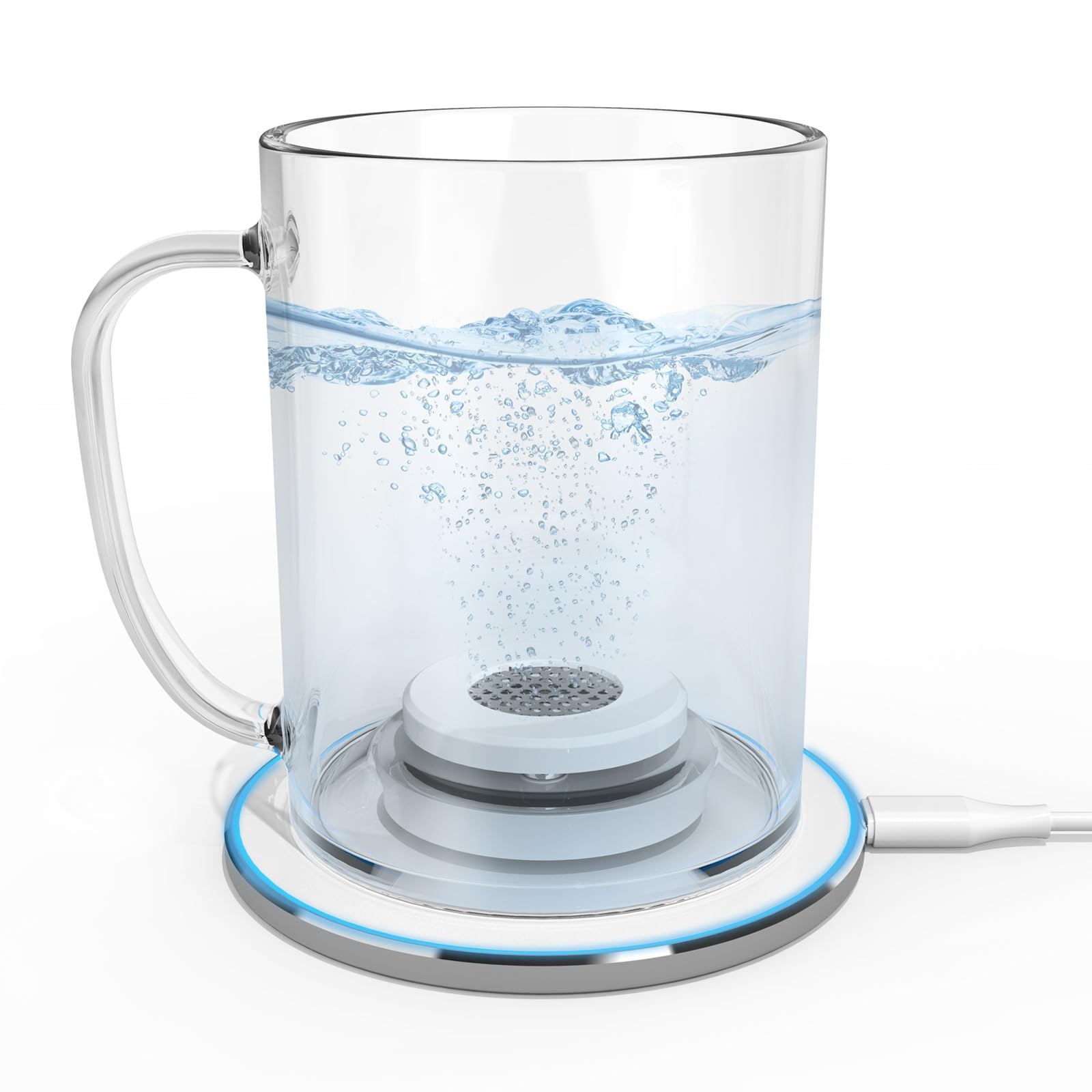 Hydrogen Water Cup,Portable Hydrogen Water Ionizer Machine Hydrogen Water Generator with New PEM and SPE Technology Hydrogen Rich Water Bottle Glass Health Cup Balanced PH Water Ionizer