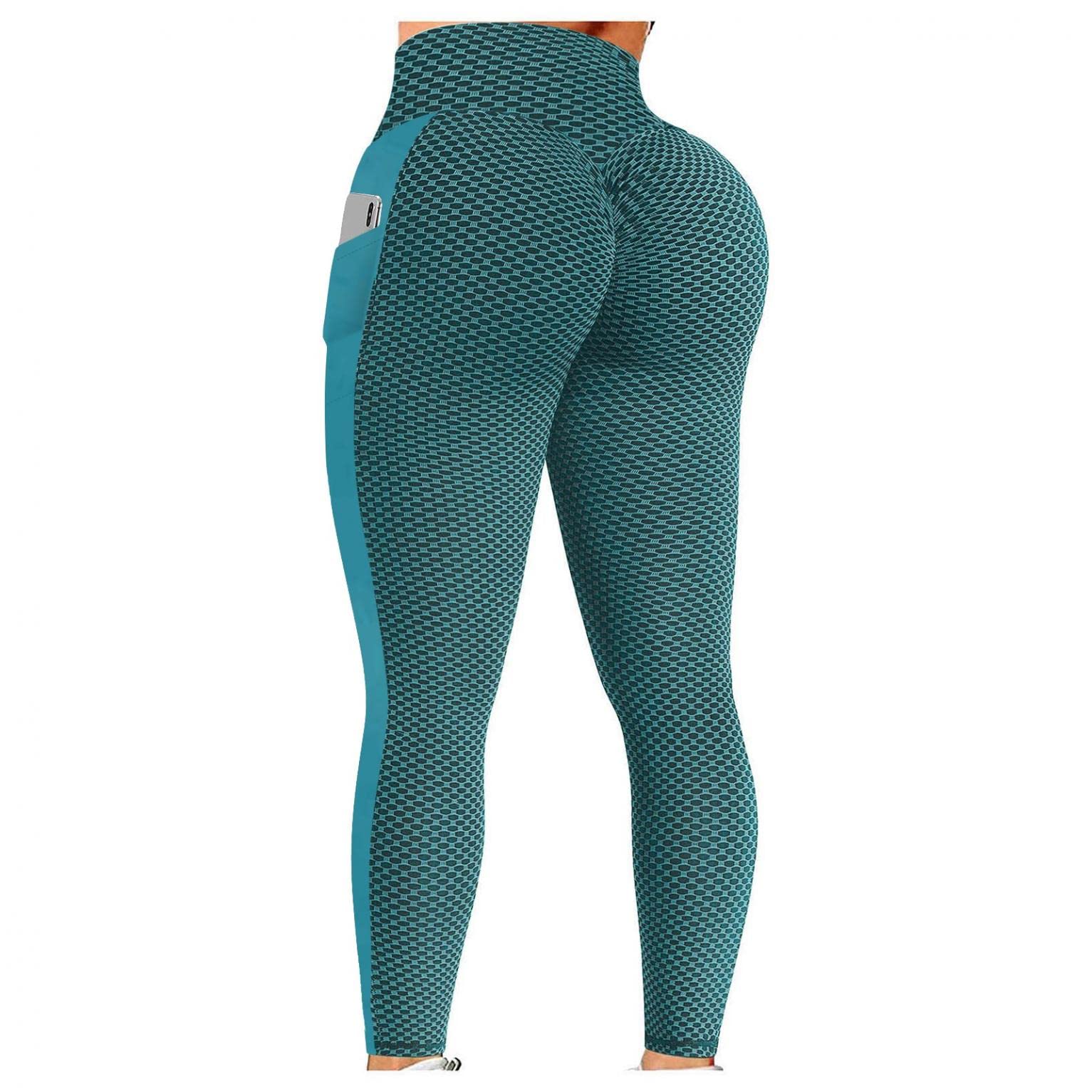 Leggings with Pocketss for Women Butt Lifting Tummy Control High Waisted Running Sports Pants Exercise Leggings Green