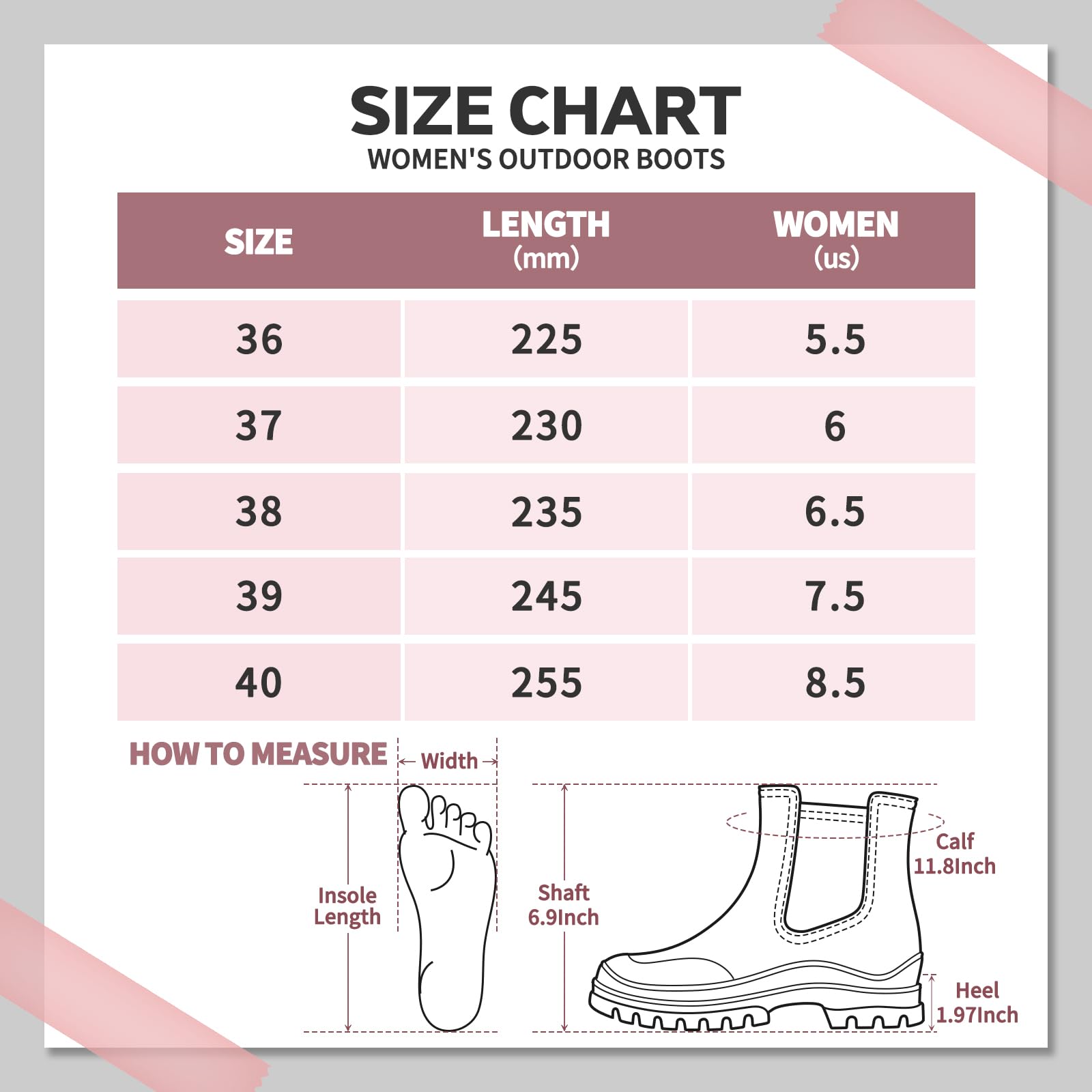 Hsttgsr Women's Rain Boots, Comfortable Elastic Adult Ankle Booties, Fashion Mid Heel Chelsea Boots, Waterproof Non-Slip Chunky Platform Lug Sole Short Garden Boots
