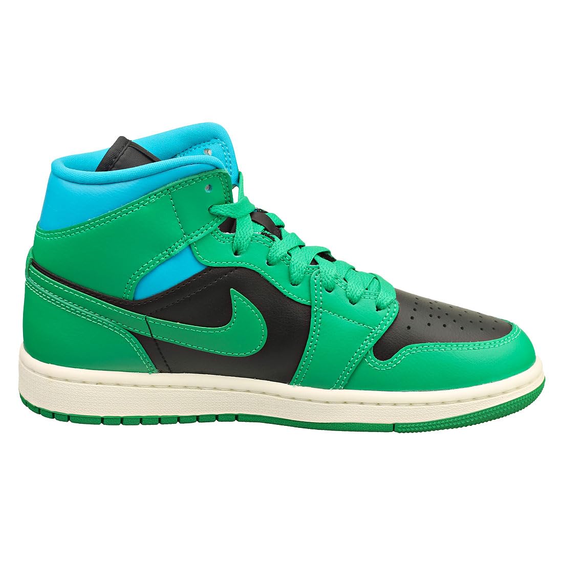 Jordan Women's 1 Mid Black/Lucky Green-Aquatone (BQ6472 033) - 11.5