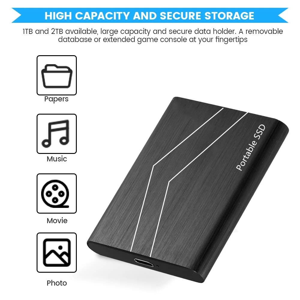 SaiDian 1Pcs Portable SSD Hard Drive Disk USB 3.1 16TB High Speed Solid State Mobile External