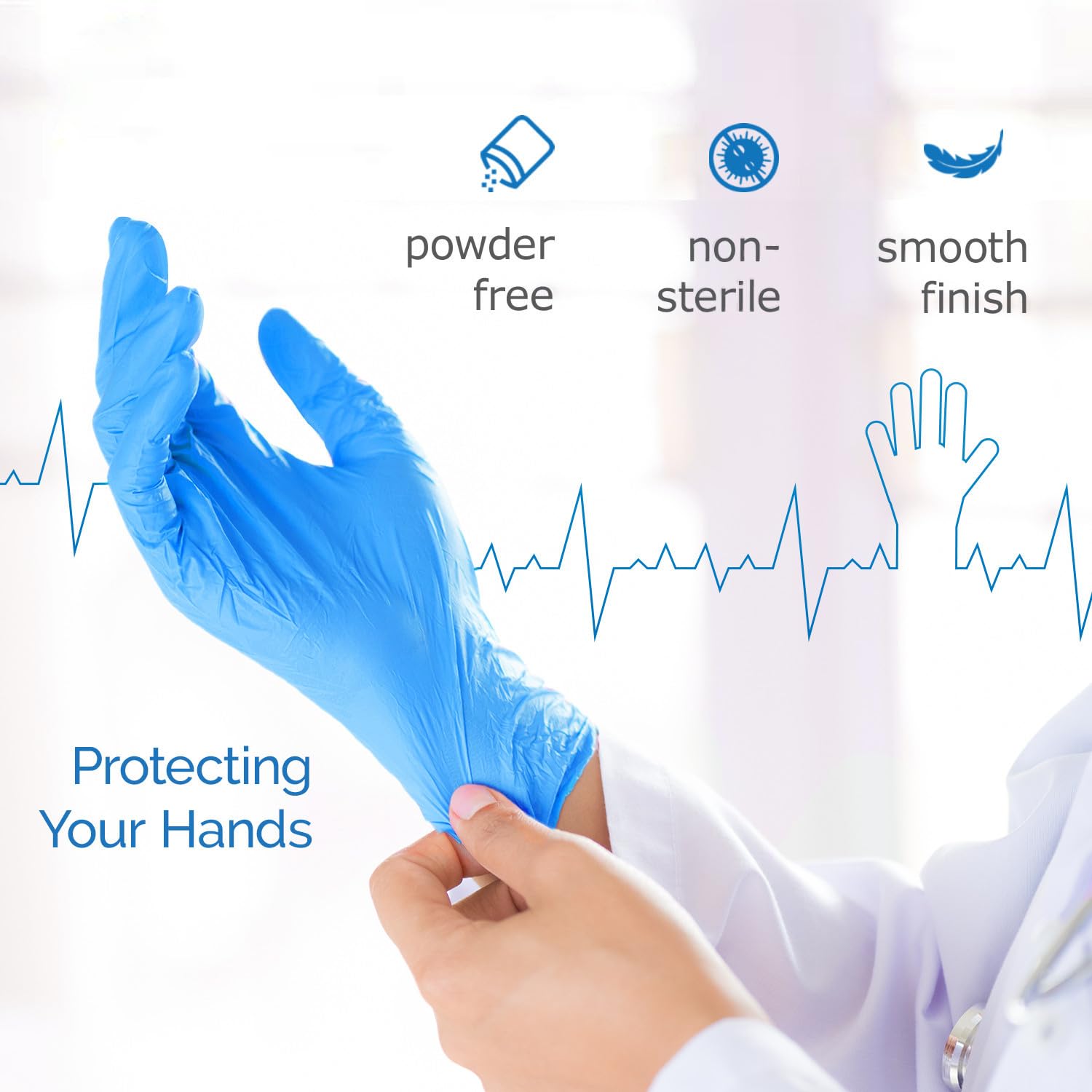 JMU Disposable Vinyl Exam Gloves Small 100 Count Latex Free Powder Free,Latex Free, Blue