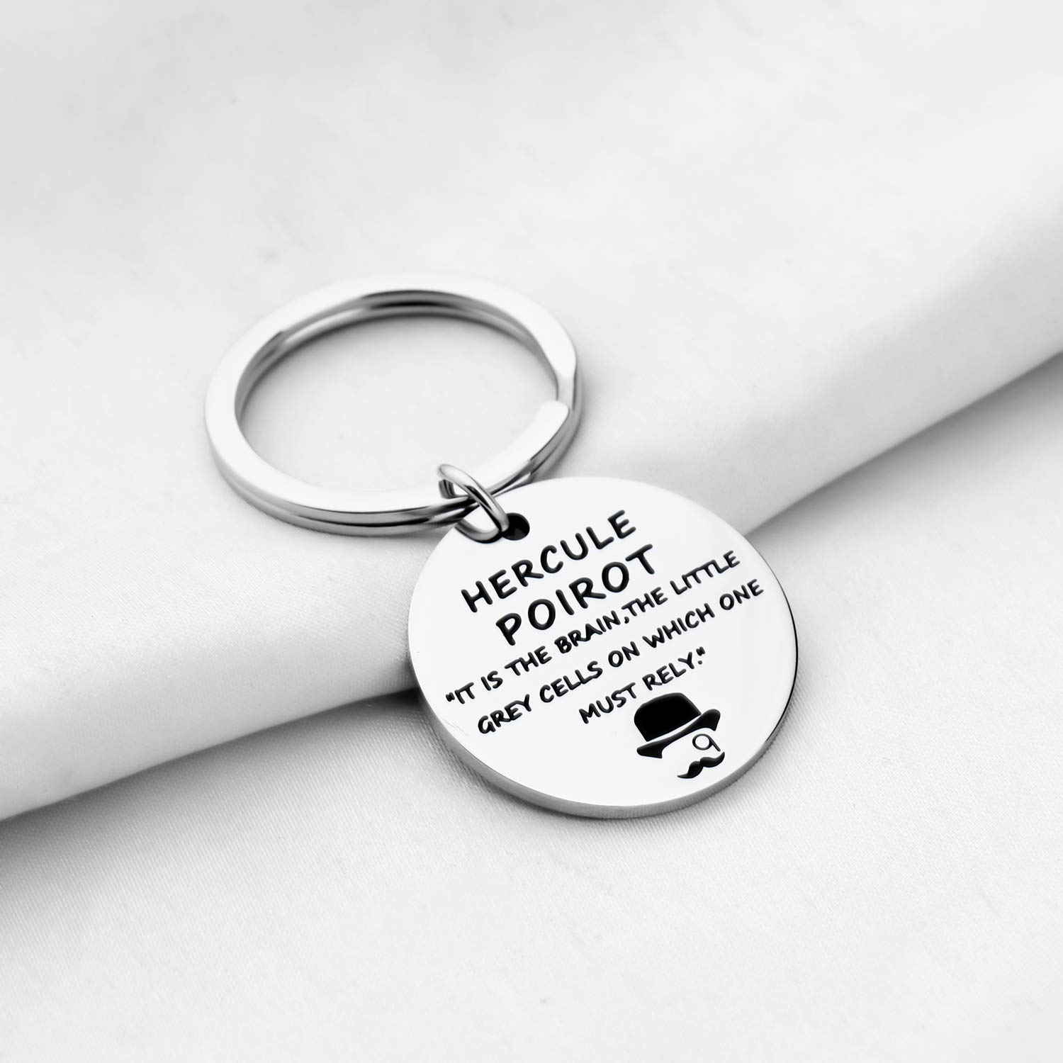KUIYAI Hercule Keychain It Is The Brain The Little Grey Cells On Which One Must Rely (KS-Little Grey Cells)