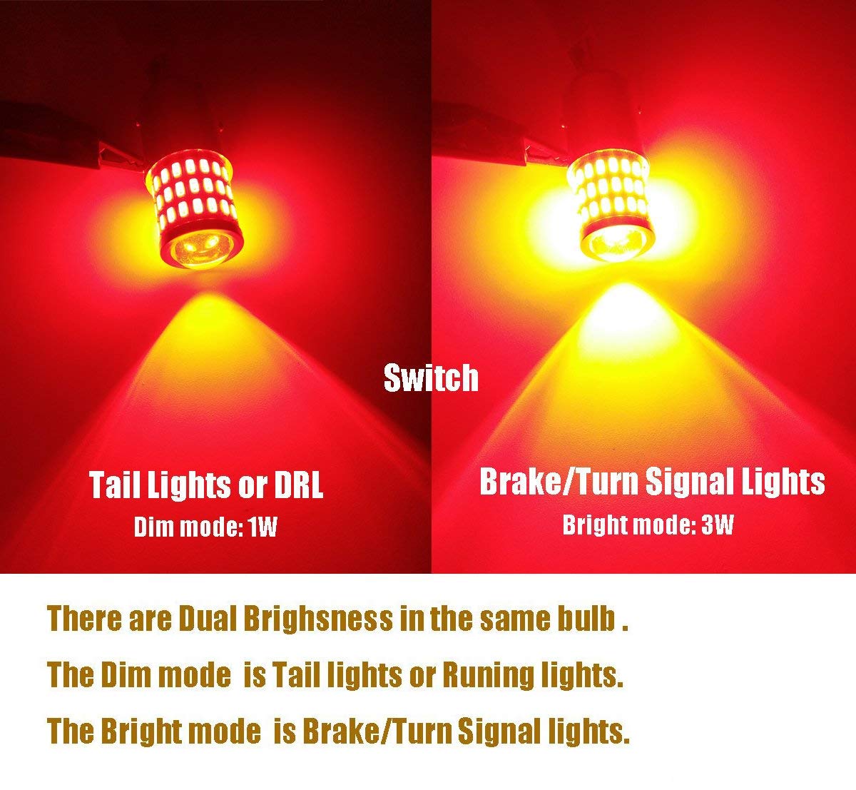 iBrightstar Newest 9-30V Super Bright Low Power 1157 2357 2057 7528 BAY15D LED Bulbs with Projector Replacement for Stop Tail Brake Lights, Brilliant Red