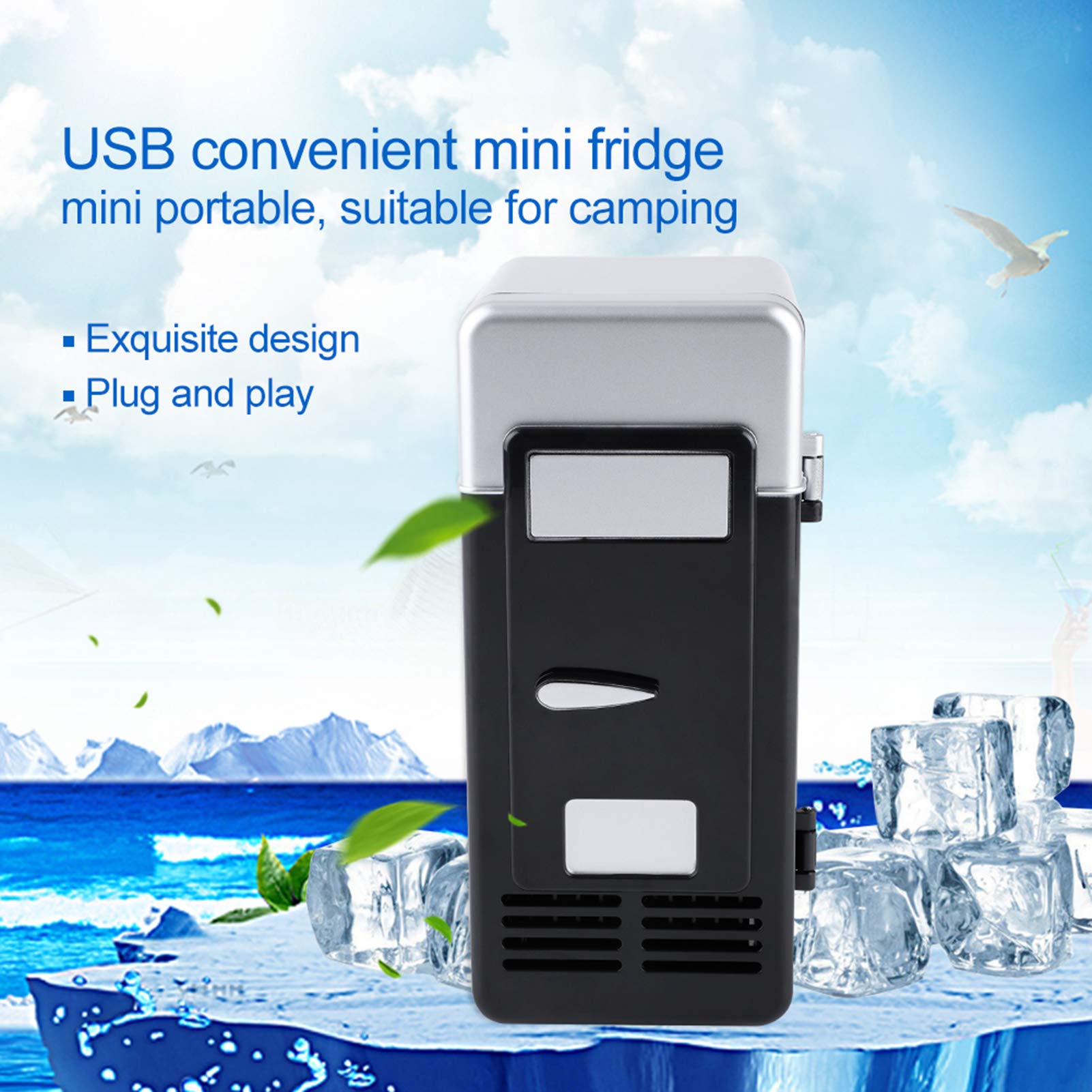 KOSDFOGE Mini Fridge, LED Drinks Beverage Cans Refrigerator and Heater Portable Cooler & Warmer Small for Skin Care Cosmetic Makeup, for Office Bedroom Dorm Car(black)