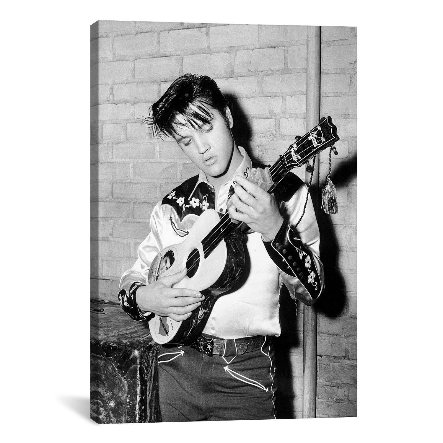 iCanvasART 10056 Elvis Playing a Guitar's Elvis Presley Canvas Print by iCANVAS, 12 by 8-Inch, 0.75-Inch Deep