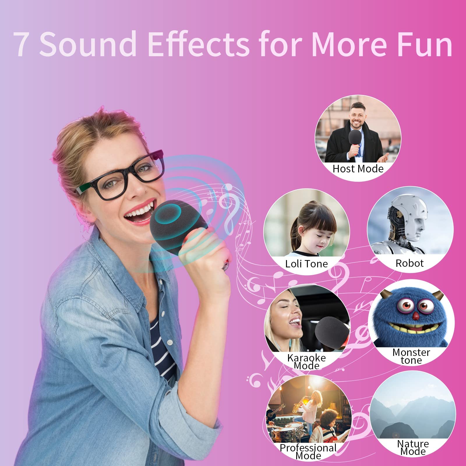 Nortix LAVESO Karaoke Microphone, Bluetooth Microphone, Microphone for Kids, Karaoke Microphone for Adults, Portable Karaoke Machine with Voice Changer, Best Gift for Kids and Adults