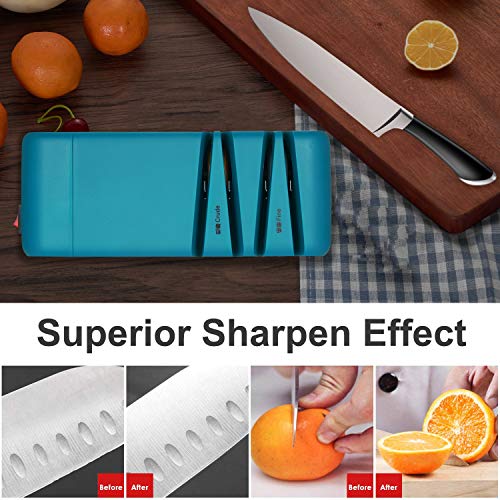 Lasamot Professional Electric Sharpener for Straight Serrated Knives and Kitchen Shears with 3 Stage Diamond Sharpening Wheel for Sharp Durable Edges