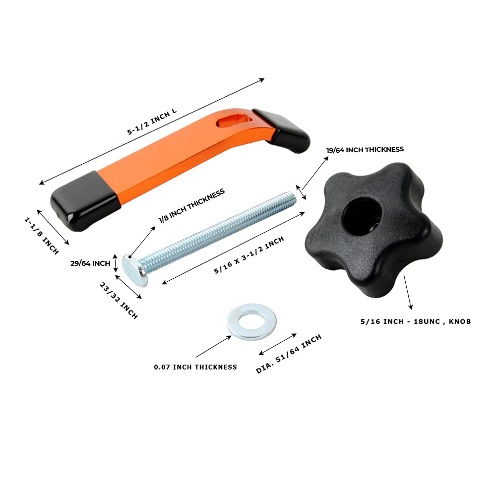 O'SKOOL 2 Pack Hold Down Clamps Kit, 5-1/2β L x 1-1/8β Width T-Track CNC Router Clamp