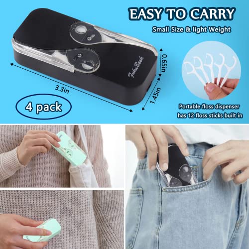 XANGNIER Portable Floss Dispenser,4 Pack Dental Floss Picks Dispenser,Dental Floss Portable Case,Automatic Floss Organizer for Women Men Teeth Cleaning