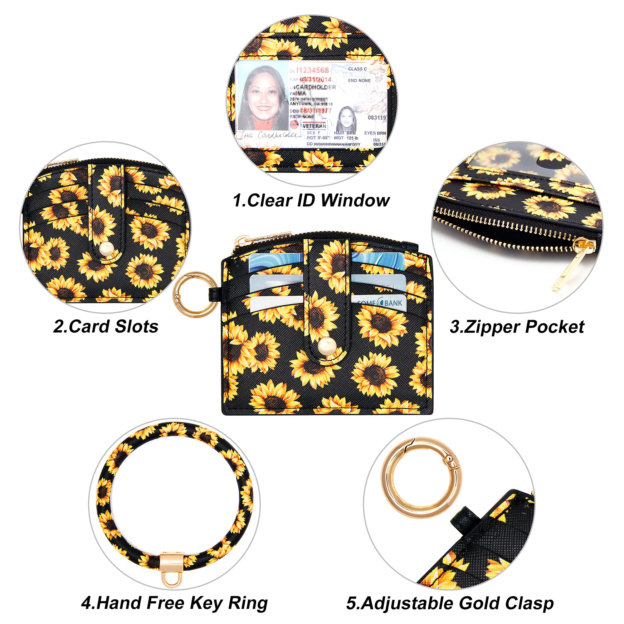 KUKOO Wristlet Bracelet Keychain Wallet for Women Credit Card Holder Tassel Keyring Bangle Lipstick Holder with Gift Box