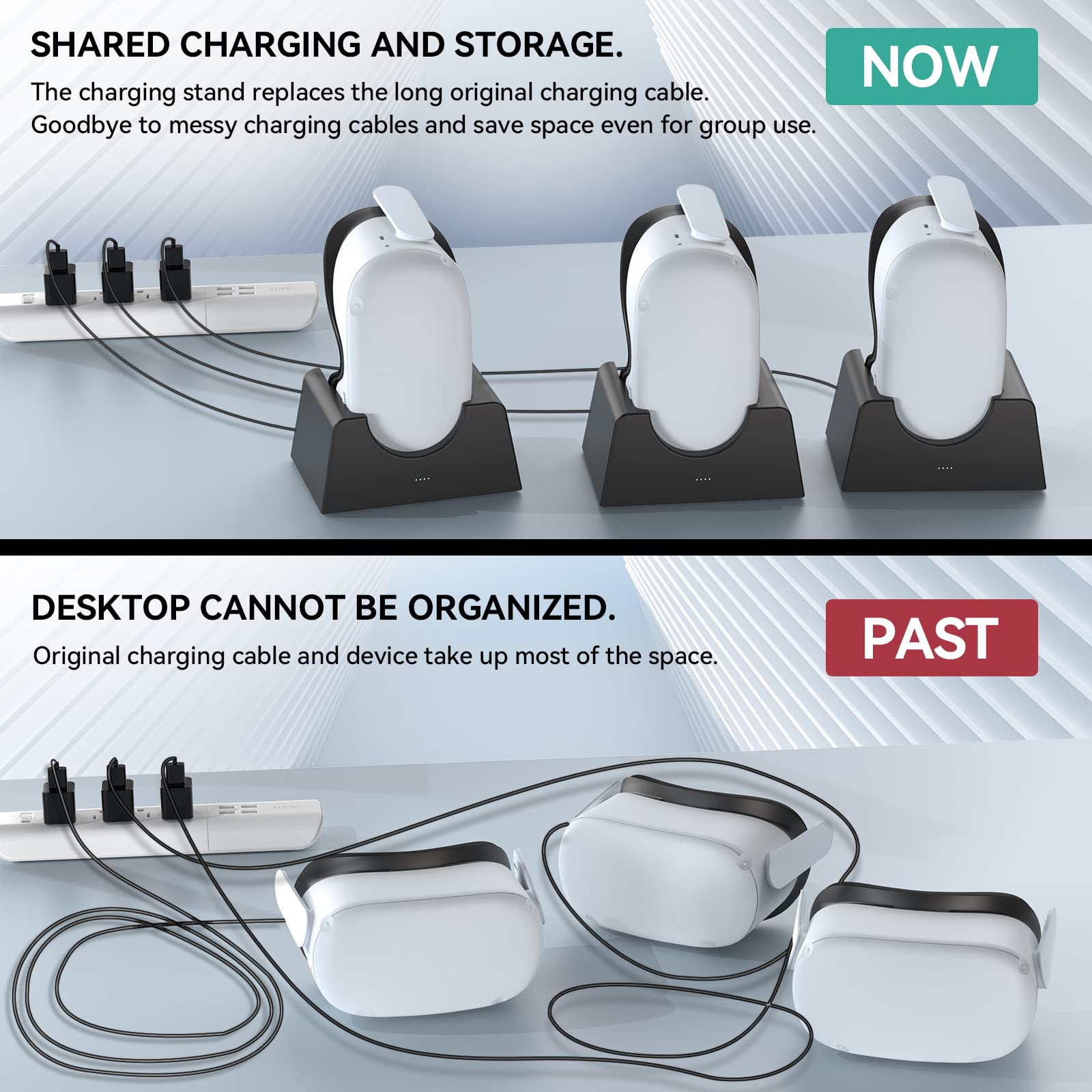 Quest 2 Charging Station, SiWiQU Mini Fast Charging Station for Quest 2, VR Charging Dock with LED Light, Safe, Portable, Come with USB C charger