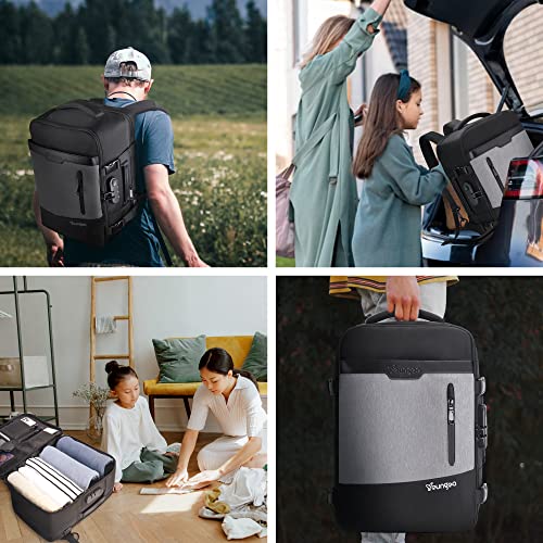 YOUNGOA Travel Backpack for Traveling on Airplane, Airline Approved 18x14x8 Travel Backpack for Men & Women, Carry On Luggage Suitcase Backpack