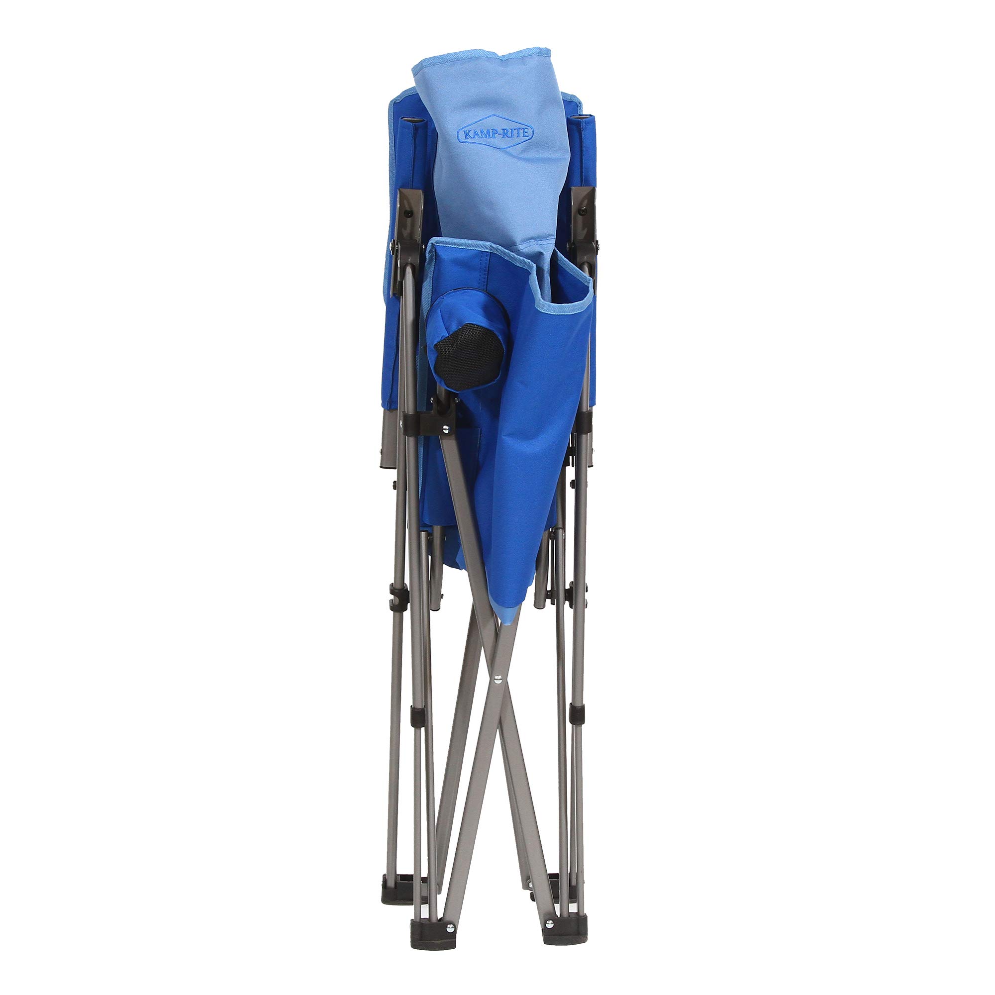 Kamp-Rite Portable Folding Reclining Camping Chair with 3 Positions, Swing Away Cup Holder, and Bag for Camping, Tailgating, and Sports, 325 LB Capacity, 2 Tone Blue