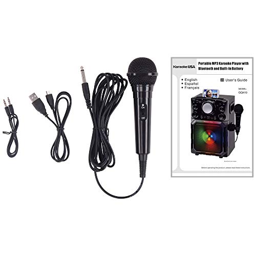 Karaoke USA Portable MP3 Karaoke Player with Bluetooth, PA, and Built-In Battery (GQ410) , Black