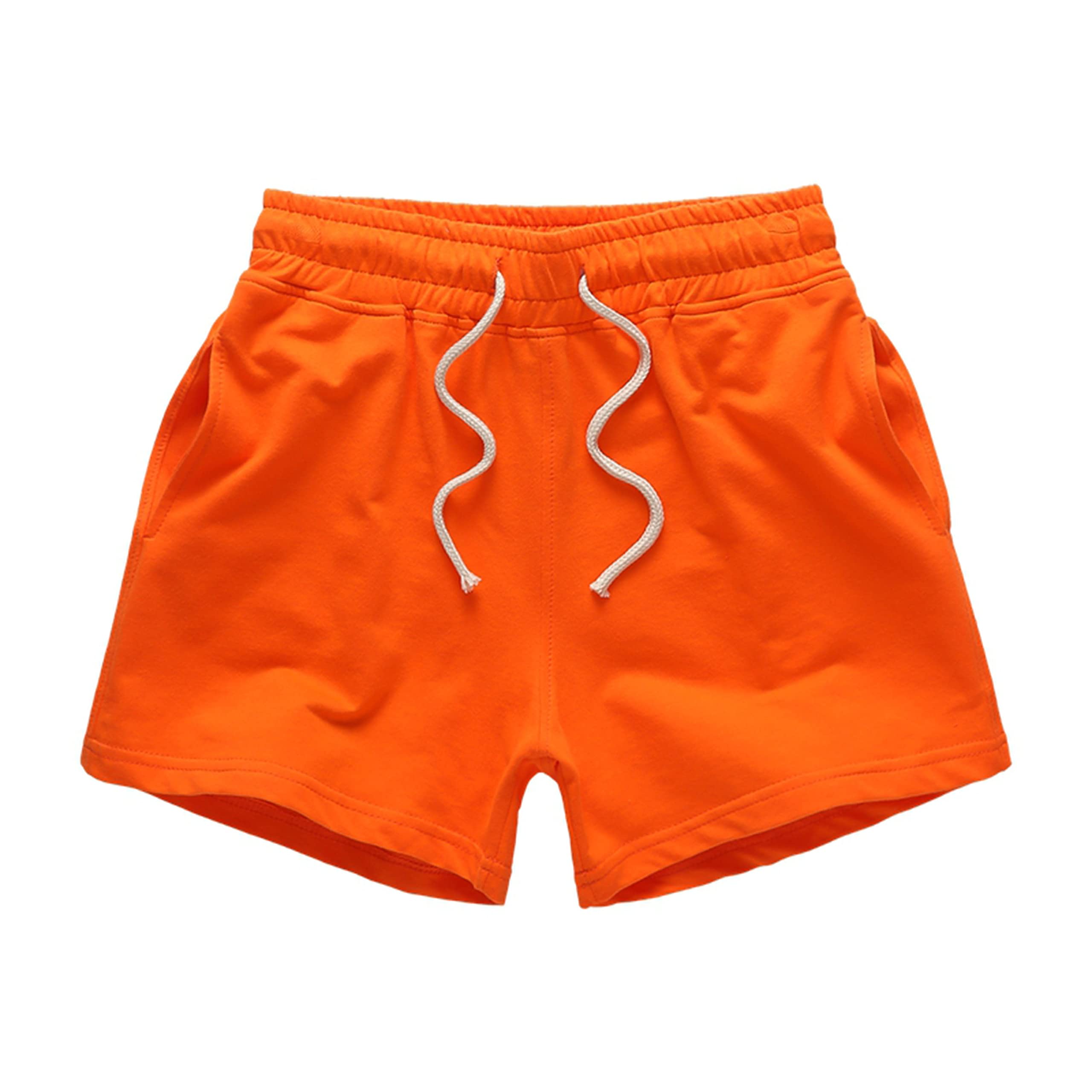 JackieLove Men's & Women's 3" Sweat Gym Running Workout Athletic Short Training Lounge Cotton Shorts Bottoms Orange