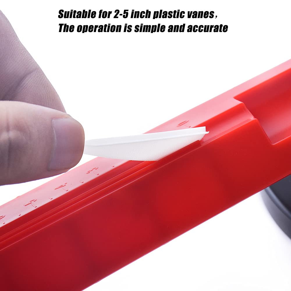 LWANO Fletching Jigs Straight Tower Fletch Tool with Scale Fletcher for DIY Archery Arrows Feathers Vanes (Red)