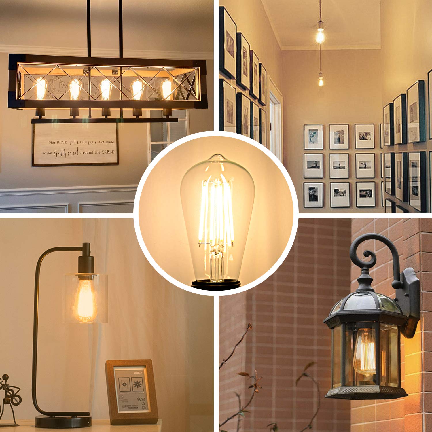 Lakumu 12-Pack Dimmable Vintage LED Edison Bulbs Equivalent 60W Incandescent, 7W Warm White 2700K ST58 Antique LED Filament Bulbs with E26 Medium Base, Super Brightness 850LM, Clear Glass