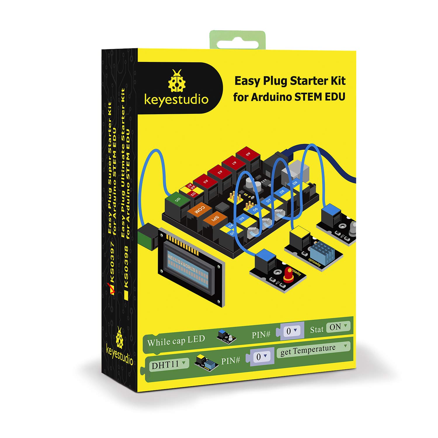 KEYESTUDIO Starter Kit for Arduino with RJ11 Connector, STEM Education Programming Learning Kit for Primary, High School and College Students, Support Arduino and Mixly Graphical Programming