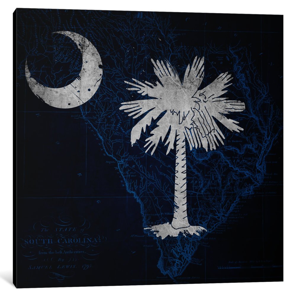 iCanvasART 1 Piece South Carolina Flag¸ Map Canvas Print by Darklord, 37 by 37"/0.75" Deep