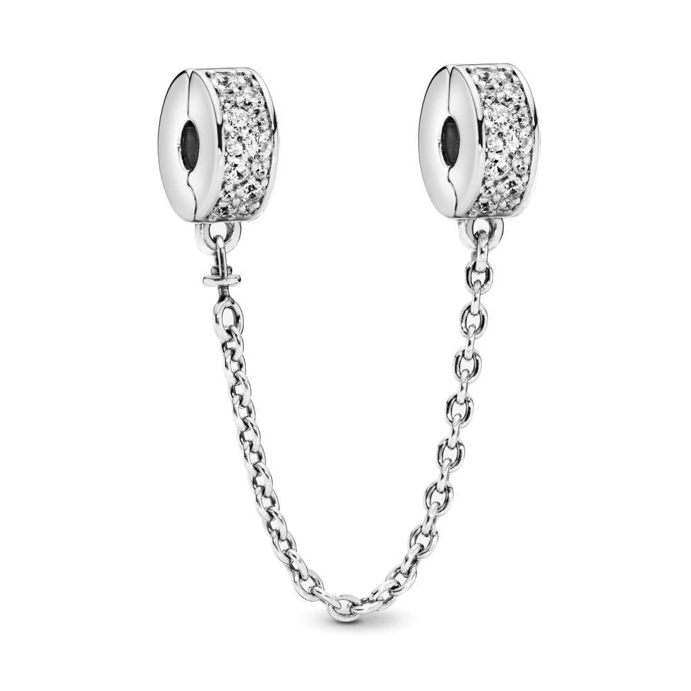 Ouroyea Clip Safety Chain Charm 925 Sterling Silver Pendant,Jewelry Beads Gifts for Women Bracelet&Necklace 175