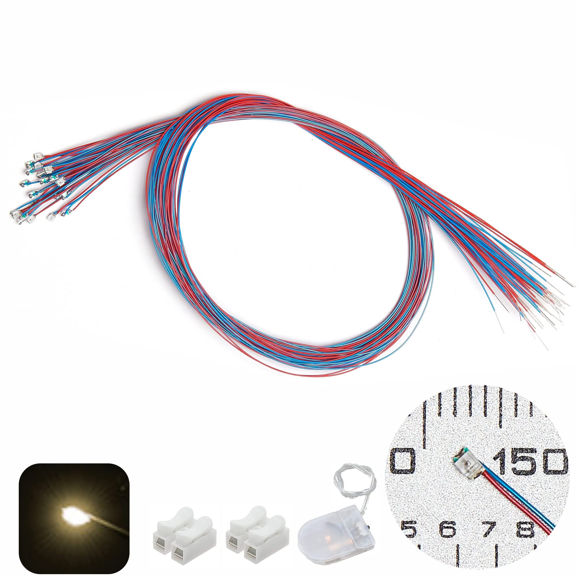 ZZHOB 25PCS Pre-Wired 0805 SMD LEDs(Light Mode: Continuous Warm White Light) Micro LED Light Emitting Diode with Assembly Accessories (Warm White, 25pcs)