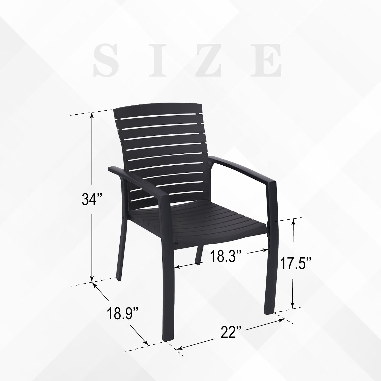 Virvla Set of 2 Patio Stackable Aluminum/Resin Outdoor Dining Chairs with Armrest for Outdoor Kitchen Garden, Backyard, Supports 300 LBS