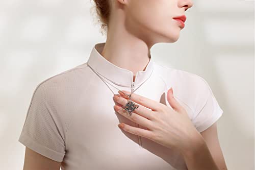 Ltiomert Ann Claridge Witches Knot Necklace, with 18" Snake chain, Witch's Star the Magic Knot Wiccan Pendant 4-Pointed Celtic Star Charm Triquetra Wicca Magick Pure Stainless