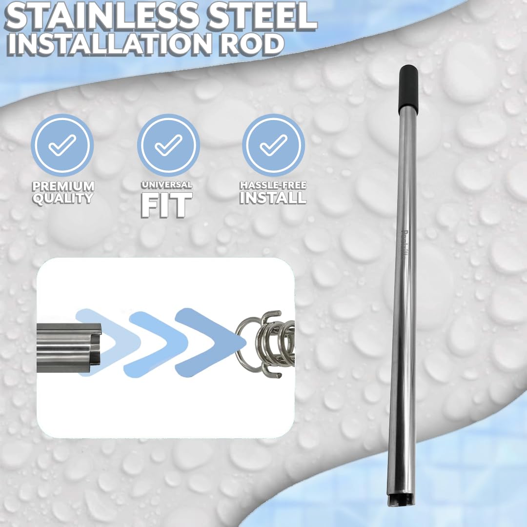 Poolzilla 24" Stainless Steel Installation Rod for Brass Anchors, Easily Install and Remove Spring for Pool Opening and Closing