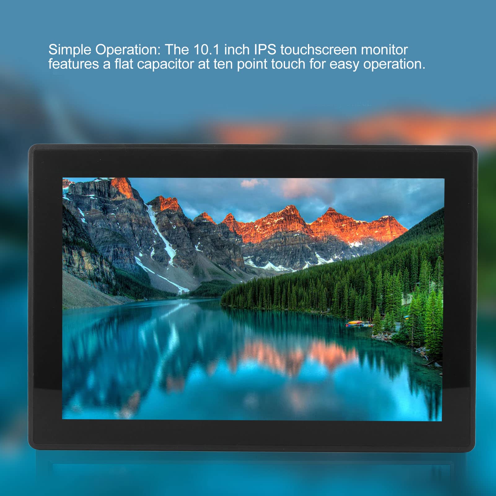 VINGVO 10.1 Inch Touchscreen Monitor, IPS Monitor IPS Wide View Technology Simple Operation IP65 Waterproof for Office (US Plug)