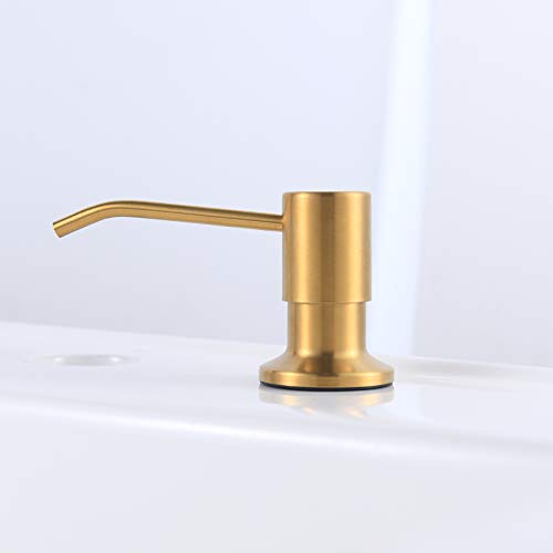 TINAGO Built in Soap Dispenser for Kitchen Sink with 17oz Bottle, Stainless Steel Brushed Gold Stand Hand Pump Head