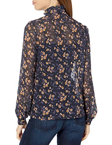 Jill Jill Stuart Women's Neck Bow Blouse Elodie Print, Marine, 6