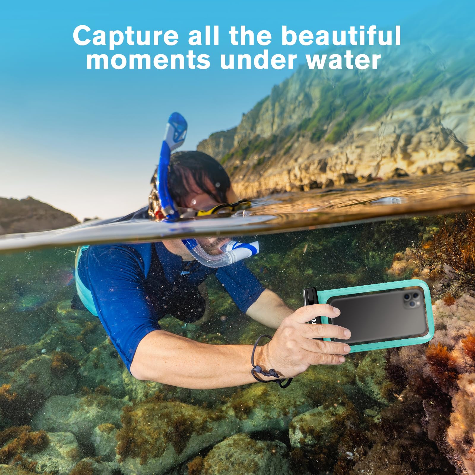 JOTO IPX8 Waterproof Phone Pouch Case, Underwater Dry Bag for Phone Protector for iPhone 15 14 13 12 11 Pro Max, Galaxy S24 S23 S22 Ultra Pixel to 7" Cruise Vacation Essential -2 Pack, Green