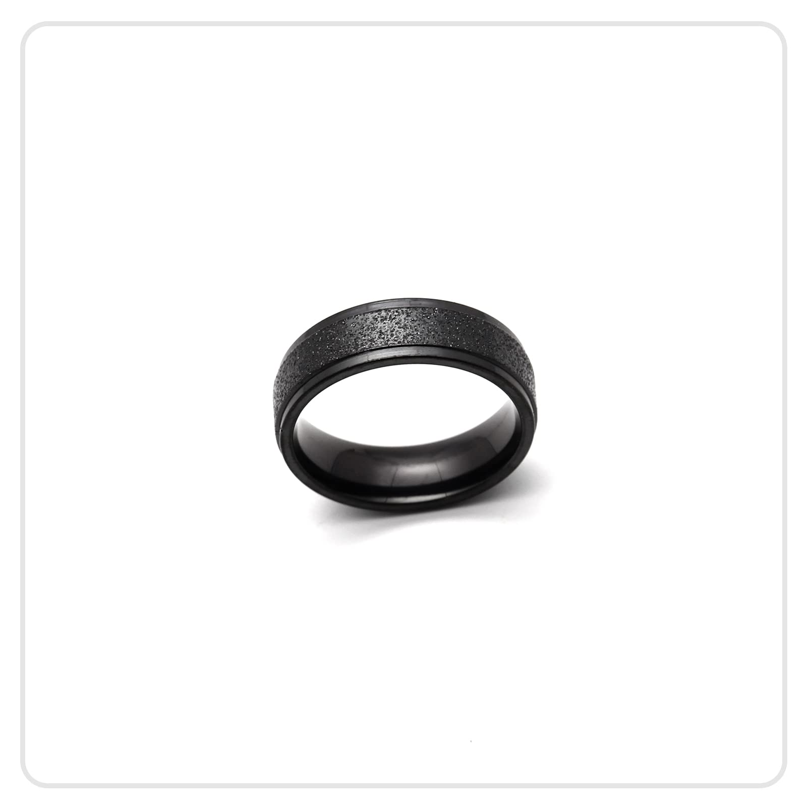 Nsitbbuery Hip Hop Jewelry Black Sandblast Band Ring(Black(12))