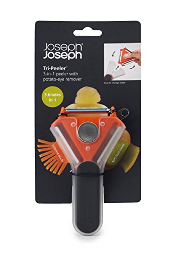 Joseph Joseph Tri-Peeler 3-in-1 Peeler with Rotating Head, Orange