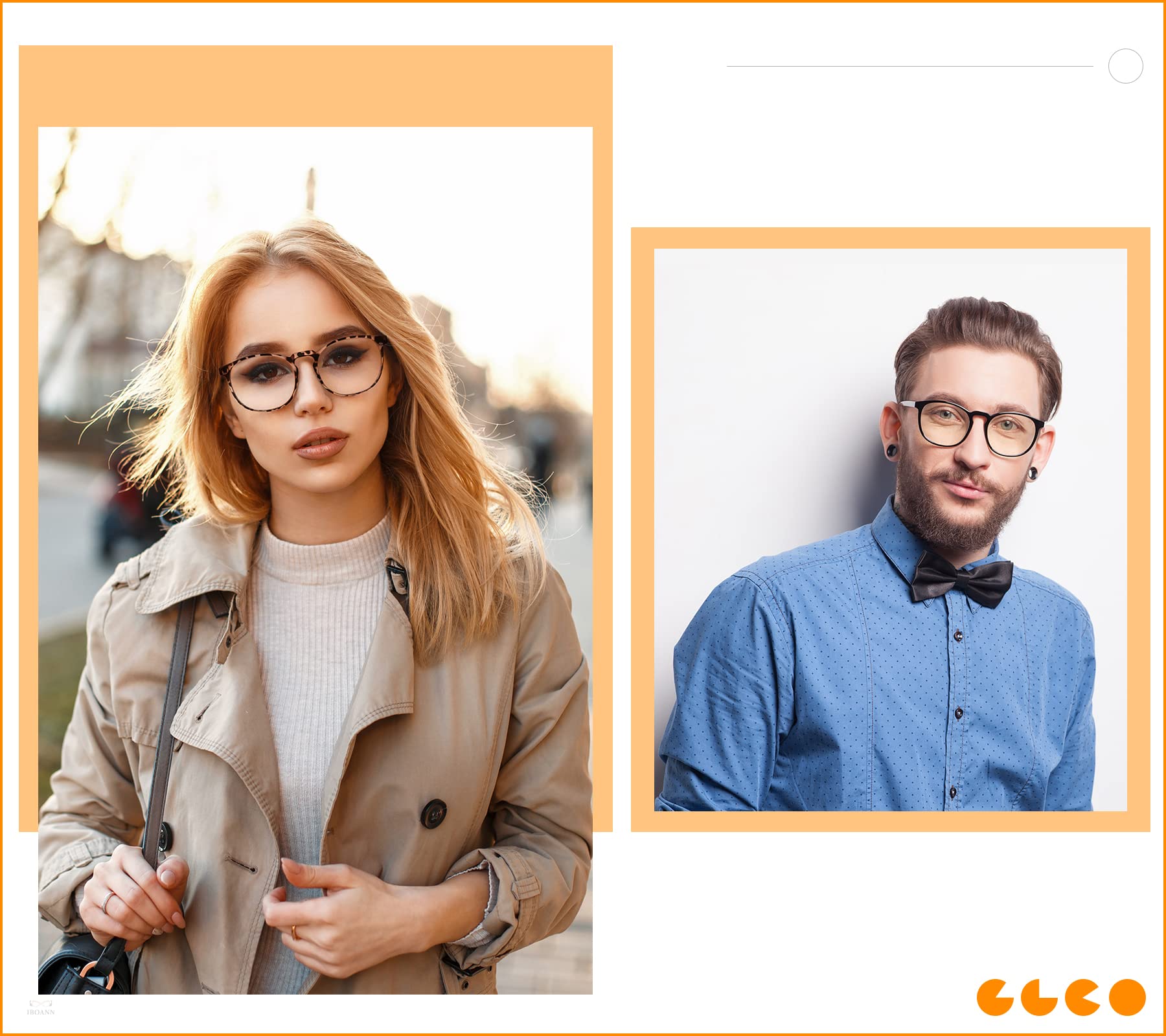 IBOANN 3 Pack Blue Light Blocking Glasses Women/Men, Round Fashion Retro Frame, Vintage Fake Eyeglasses with Clear Lens (Black & Leopard & Transparent)
