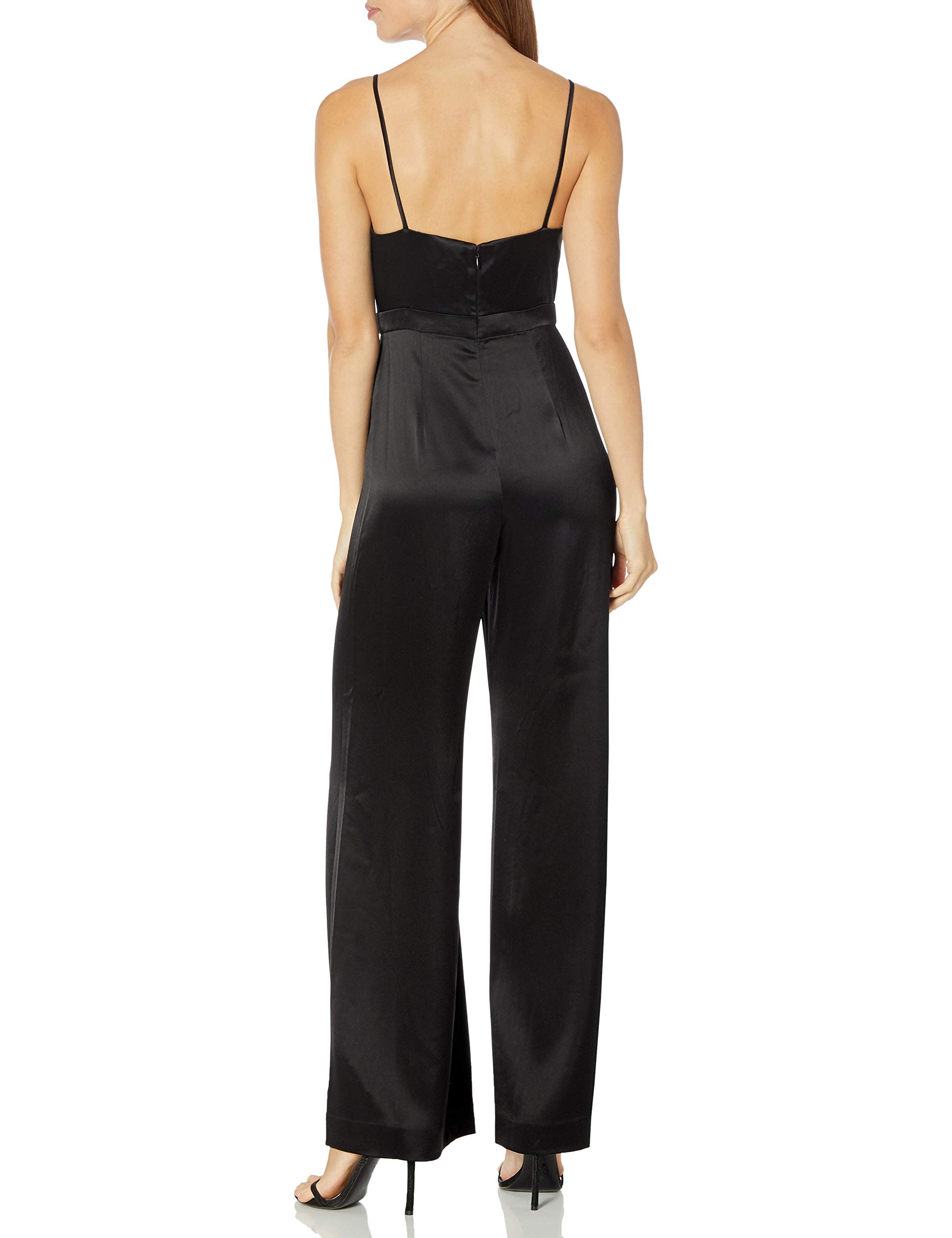 Jill Jill Stuart Women's Satin Velvet Jumpsuit and Jacket Set, Black, 4
