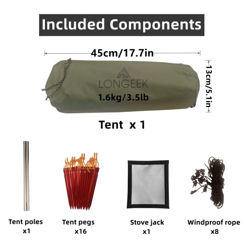 Longeek 2 Person Camping Tent 4 Seasons Backpacking Ultralight Easy Up Hot Teepee