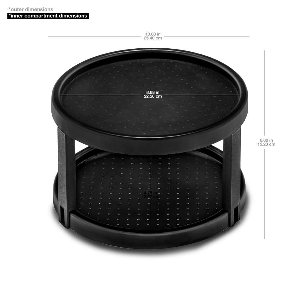 madesmart Antimicrobial 10" Turntable, Single Level, Soft Grip Surface, Non-Slip Base, Multi-Purpose Home Organization, EPA Certified, Carbon