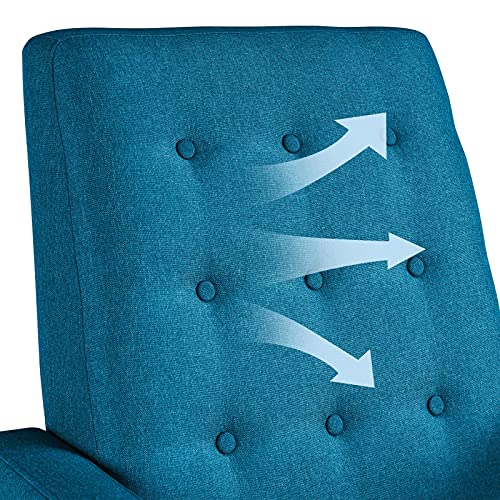 Yaheetech Fabric Recliner Chair Mid-Century Modern Recliner Adjustable Single Recliner Sofa with Thicker Seat Cushion Tufted Upholstered Sofa with Pocket Spring for Living Room Bedroom Blue
