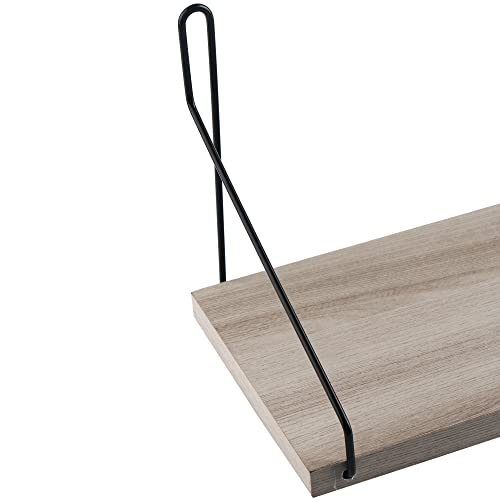 YOYAI Set of 3 Rustic Wood Wall Shelf Wall Mounted Floating Wooden Shelves Wall Decor Organizer Living Room Bedroom Kitchen(Gray)