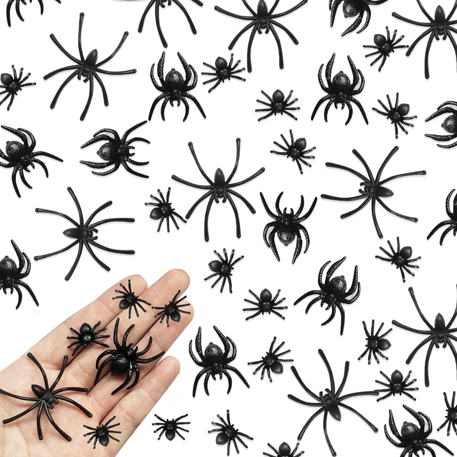 huihaochenggong fake spider plastic spiders 100 Pieces halloween spider Halloween Prank Props for Halloween Home Party Decorations