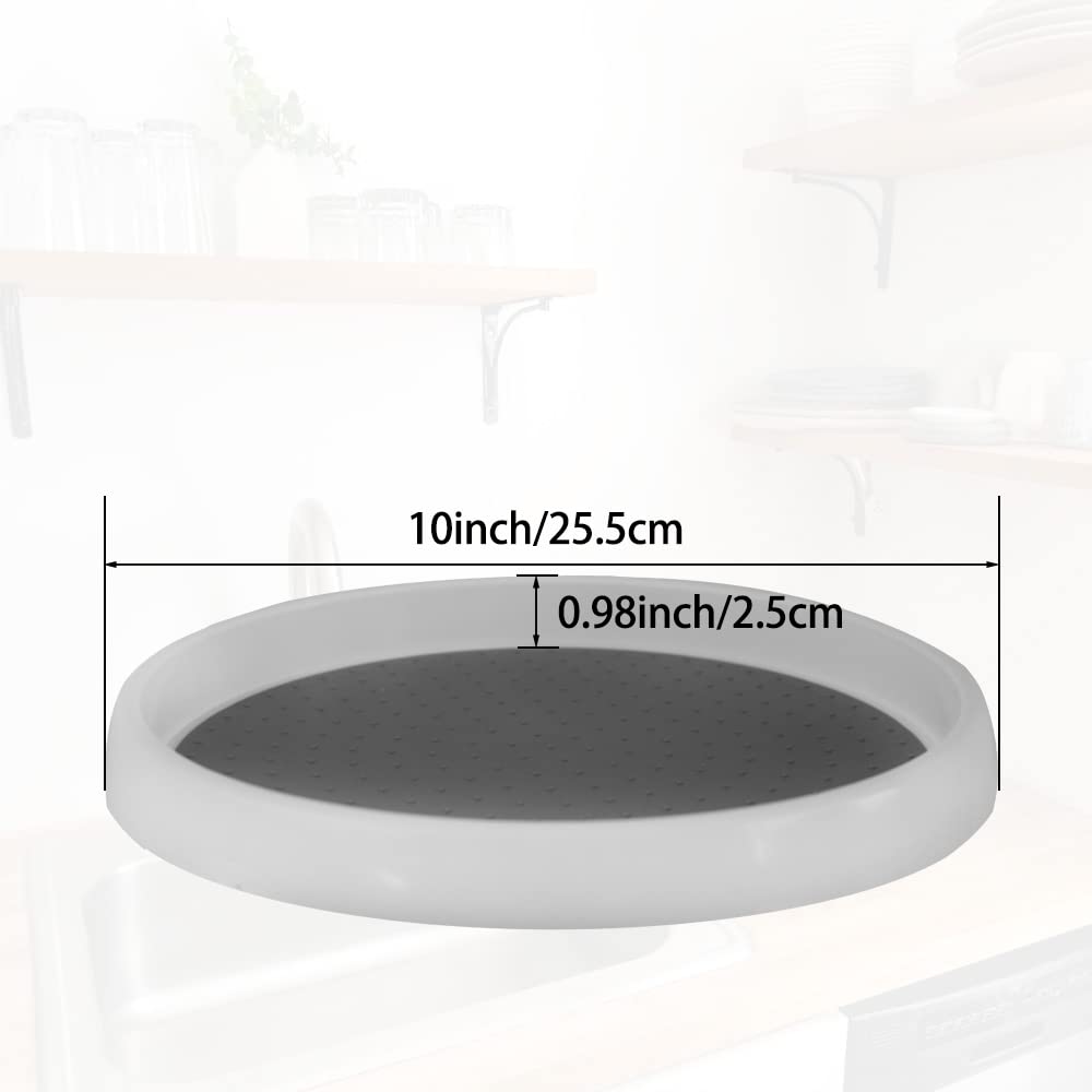 LUNKUIVY 4 Pack 10 Inch Non-Skid Lazy Susan Organizer, 360 Degree Rotating Round Spice Rack Lazy Susan Turntable for Cabinet, Refrigerator, Pantry and Toilet, Grey/White