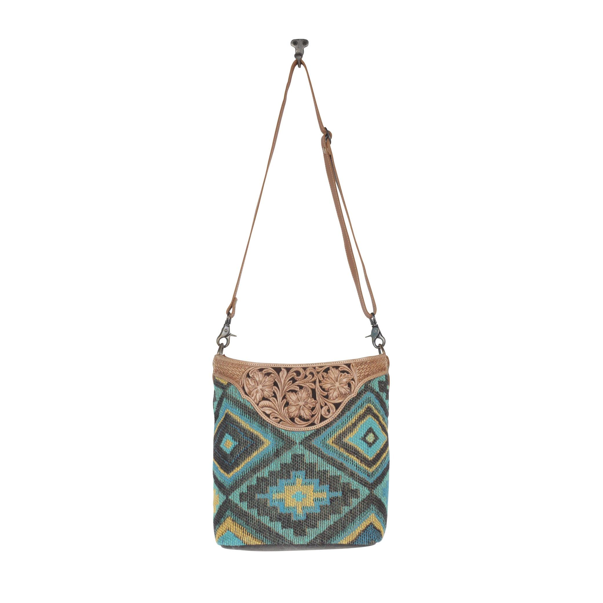 Myra Bag Blue Spring Hand-Tooled Bag S-4387