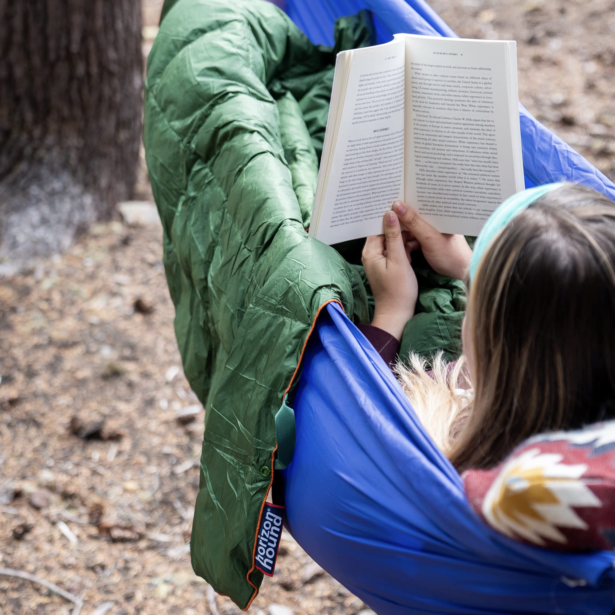 Horizon Hound Down Camping Blanket - Trek, Green Travel Blanket | Sustainable Insulated Down | Lightweight & Warm Quilt for Camping, Stadium, Hiking & Festival | Water Resistant, Packable & Compact