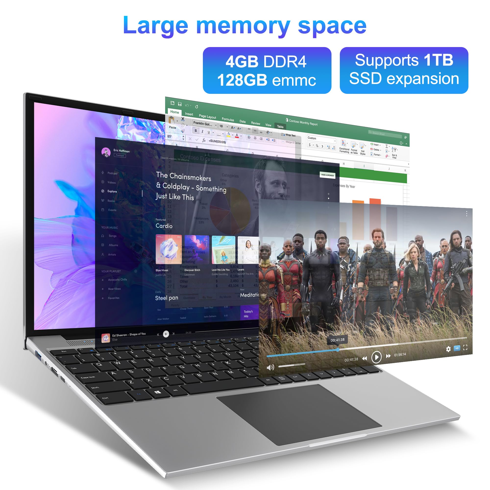 jumper Laptop Computer, 16" Laptops FHD IPS 1200P Screen(16:10), Intel Celeron N4100 CPU, 4GB DDR4 128GB Emmc, Lap Top with Office 1-Year Subscription, 4 Stereo Speakers, 2.4G+5G WiFi, 38WH Battery.