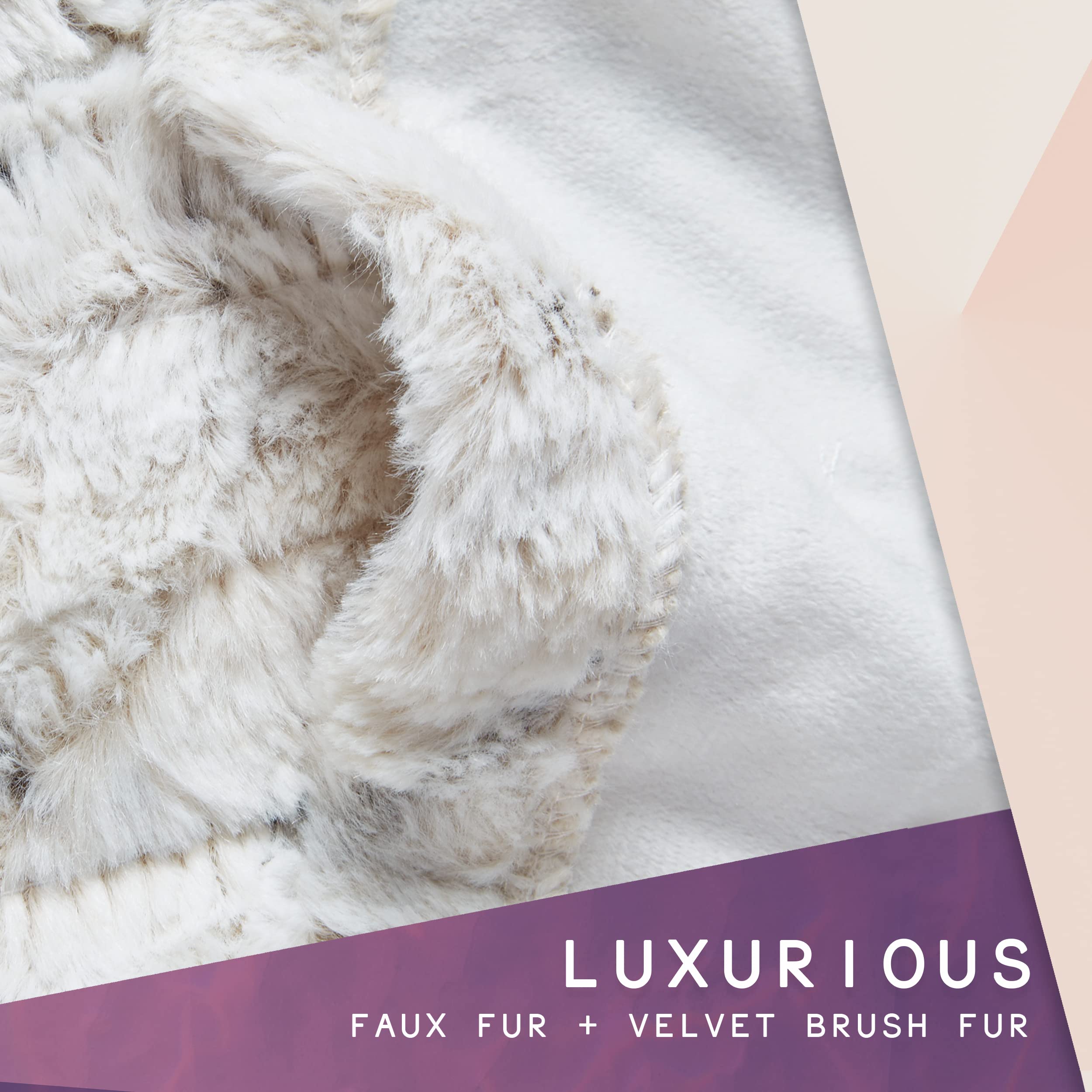 Hyde Lane Luxury Faux Fur Heated Throw Blanket | 50x60 Fuzzy Heating Blanket | Soft Snow Leopard Mink Reverse Electric Throw | 3 Heat Settings | Auto-Shutoff | Machine Washable